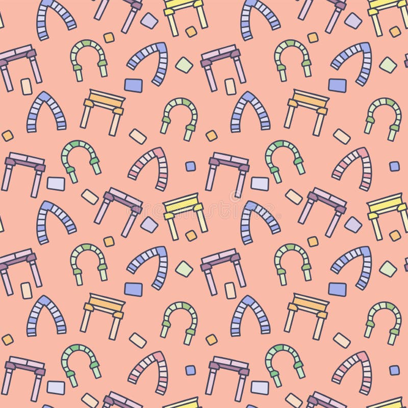 Arch Types Color Vector Doodle Simple Seamless Pattern Stock Vector ...