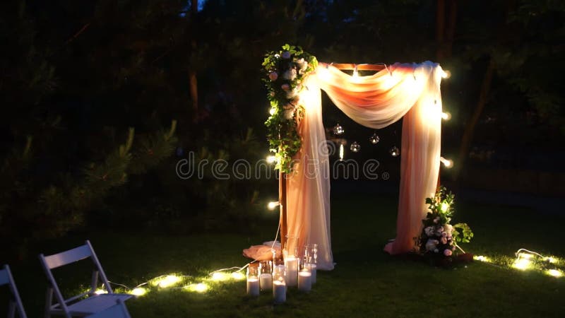 Arch for a Wedding Ceremony at Night Stock Video - Video of event ...