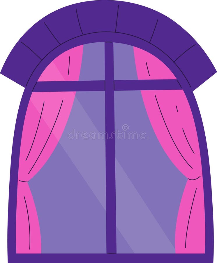 Arch Window with Curtains stock vector. Illustration of room - 352771874