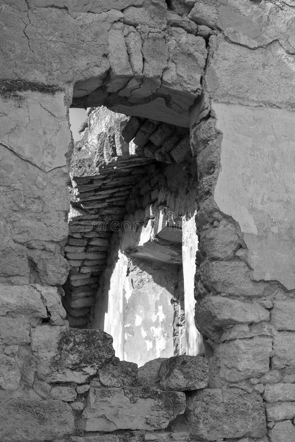 Arch Window Opening in Ancient Collapsed Building. Ruins of Old Stone ... Arch Window Opening in Ancient Collapsed Building. Ruins of Old Stone ...