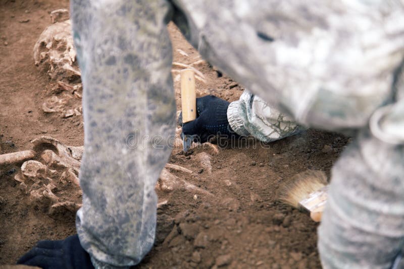Archaeological Excavation. the Archaeologist in a Digger Process ...
