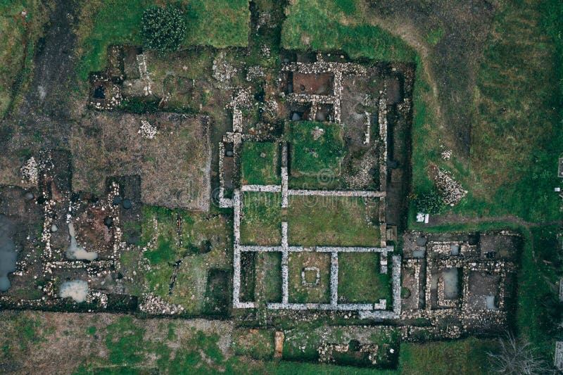 Archaeological Excavations of Ancient Ruins, Directly Above Drone View ...
