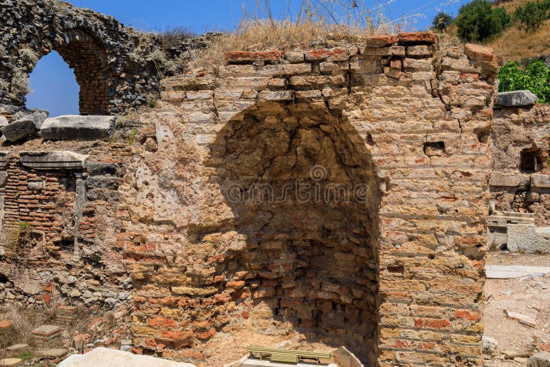 Archaeological Excavations in the City of Ephesus. Background with ...