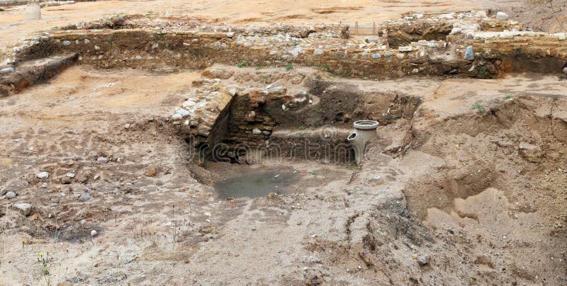 Archaeological Research during the Construction Stock Photo - Image of ...