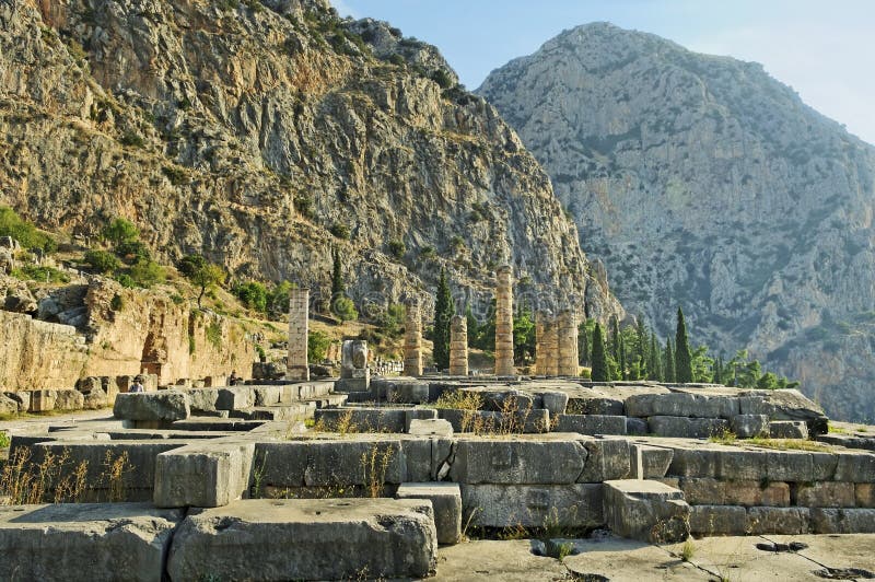 Aerial View Of Archaeological Site Of Ancient Delphi, Site Of Temple Of ...
