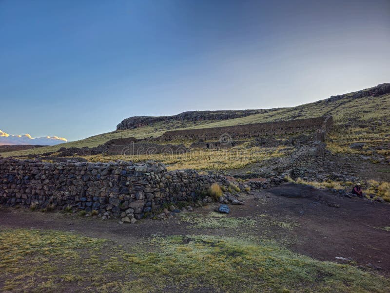 Archaeological Ruins in the Mountains at Sunset Stock Photo - Image of ...