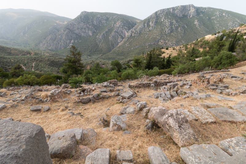 Archaeological Site of Delphi, Greece Stock Photo - Image of mountain ...