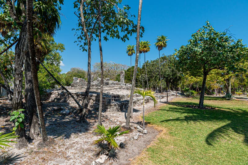 Archaeological Site of El Meco, Cancun, Mexico Stock Image - Image of ...