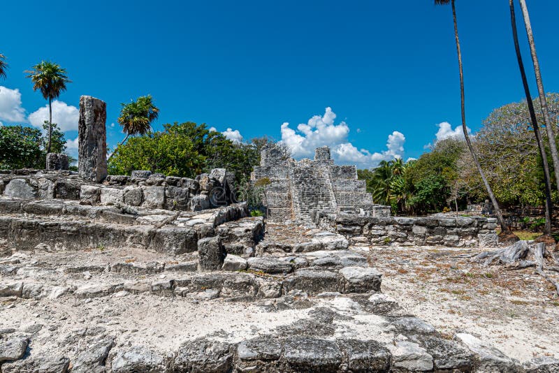 Archaeological Site of El Meco, Cancun, Mexico Stock Image - Image of ...
