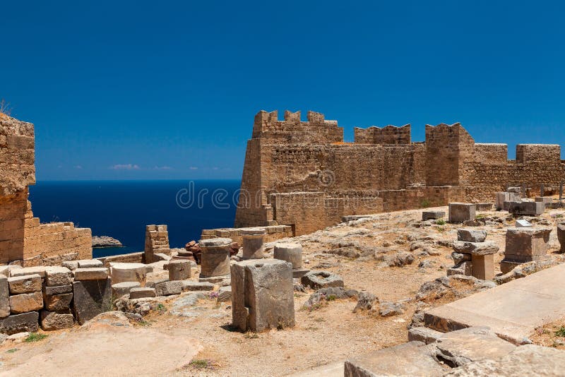 Lindos Castle stock image. Image of castle, ancient, gates - 80847313