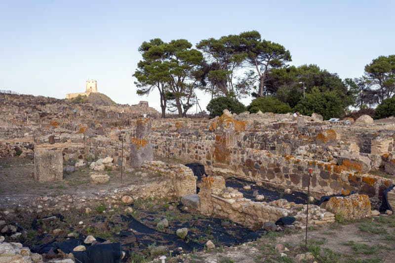 Archaeological Site of Nora, Italy Stock Image - Image of nautical ...