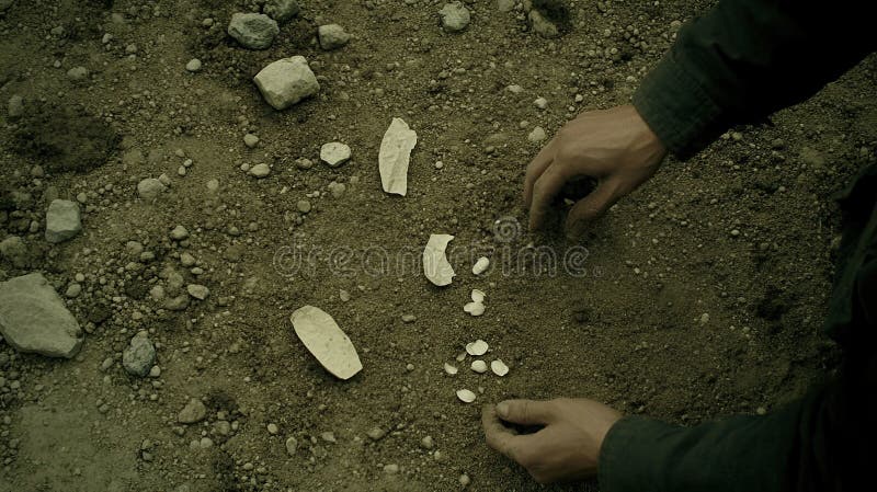 Archaeologist Examines Ancient Bone Fragments at Dig Site Stock Image ...