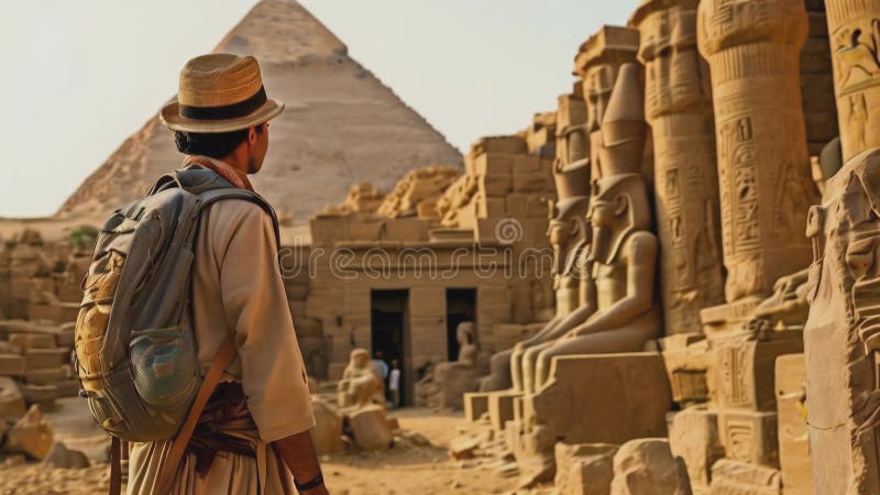 An Archaeologist Researches at the Great Pyramids of Giza, Egypt. Stock ...