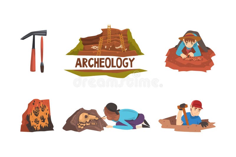 Archaeologists Excavating and Exploring Paleontological and Historical ...