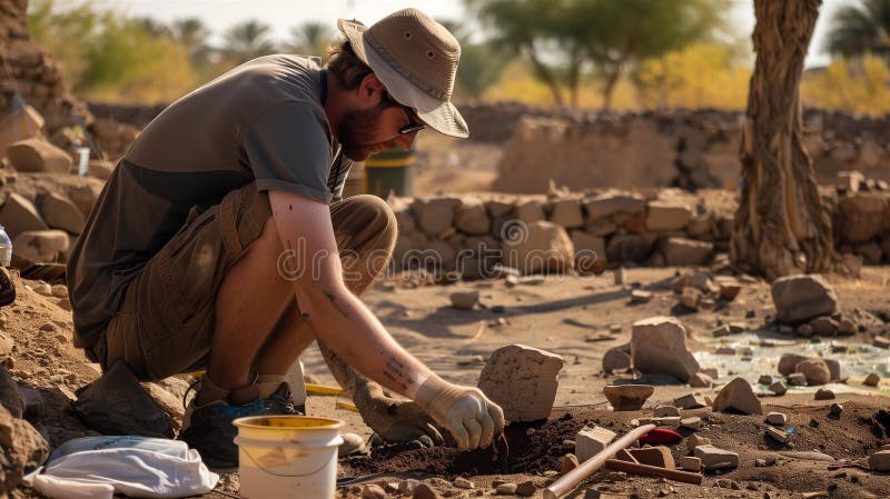 Archaeologists Meticulously Excavating Ancient Artifacts at a Dig Site ...