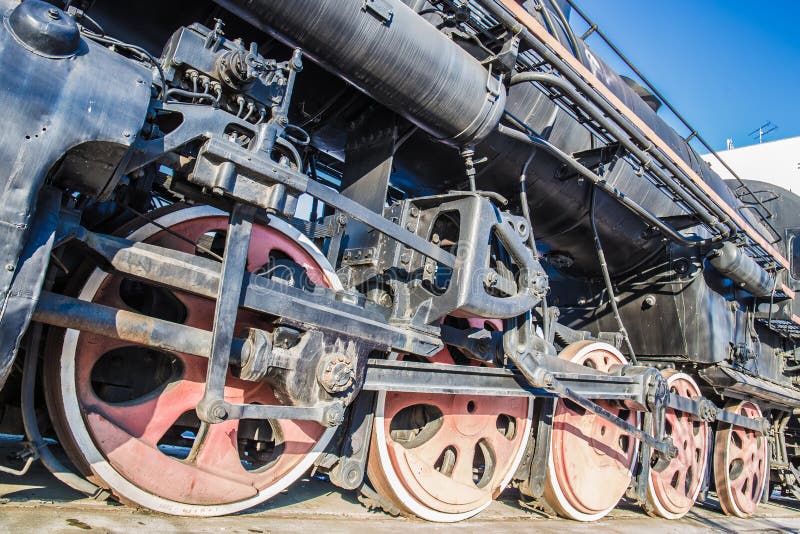 Archaic Steam Locomotives Wheels Stock Image - Image of drives, black ...