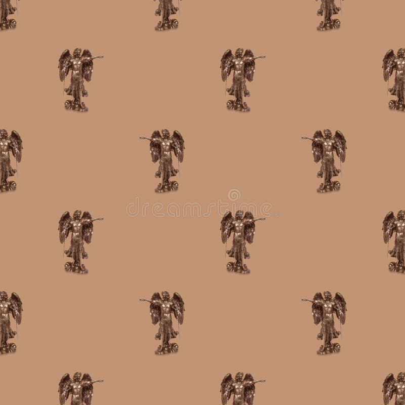 Archangel Michael Seamless Pattern on a Beige Background Stock ...