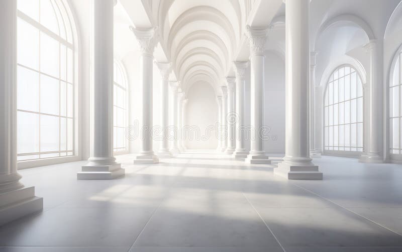 Arched Architectural Perspective in Antique Style. Floor-to-ceiling ...