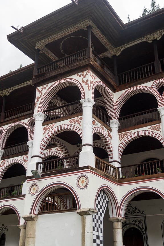 Arched Balcony of Rila Monastery in Bulgaria Stock Photo - Image of ...