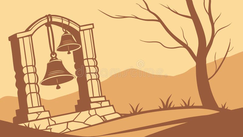 Arched Bell Structure, Bare Tree, Rustic Landscape, Autumn Scene ...