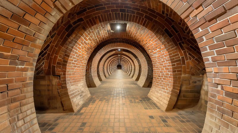 Arched Brick Tunnel Interior Stock Illustration - Illustration of ...