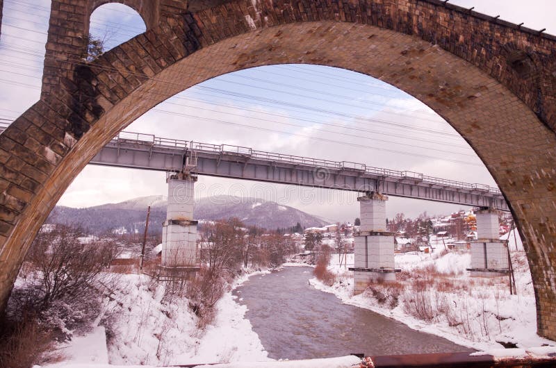 Arched Bridge of Brick. the Central Part of the Bridge Stock Photo ...