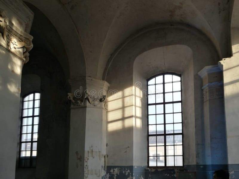 The Interior of the Ancient Church. Ceiling and Columns Stock Image ...