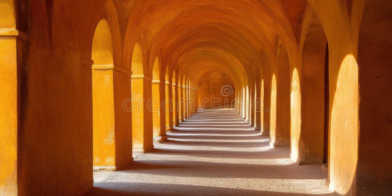 Arched Corridor Featuring Elegant Arches in a Historic Building Setting ...