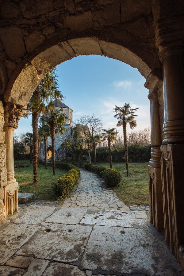 Arched Corridor at Khobi Convent, Georgia Stock Image - Image of facade ...