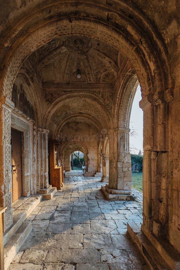 Arched Corridor at Khobi Convent, Georgia Stock Photo - Image of facade ...