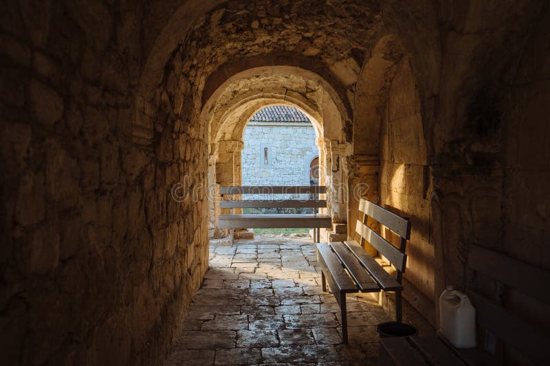 Arched Corridor at Khobi Convent, Georgia Stock Photo - Image of church ...