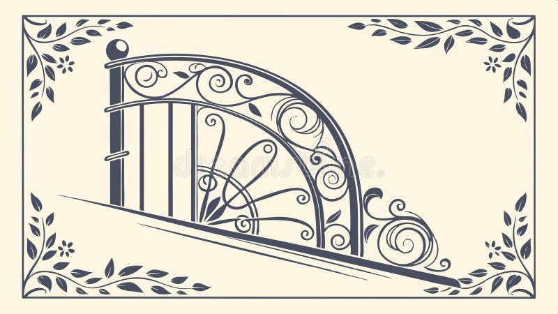 Arched Decorative Frame with Floral Elements, Elegant Border Design ...