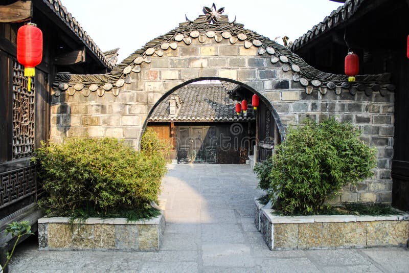 Arched entrance in China. stock photo. Image of design - 60036972