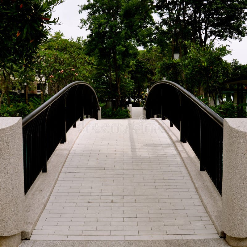Arched Footbridge of White Marble Slabs Stock Photo - Image of white ...