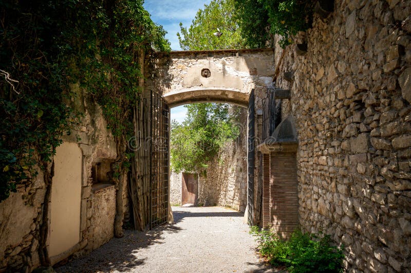 Arched Gateway Historic Structure Made Stone Girona Spain Stock Photos ...
