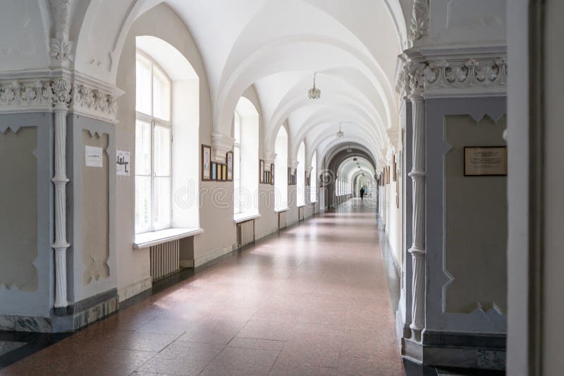 Arched Hallway with Vaulted Ceiling Interior University Stock Image ...