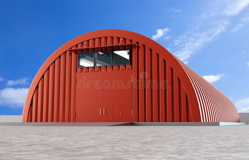 Arched Metal Industrial Hangar Stock Illustration - Illustration of ...