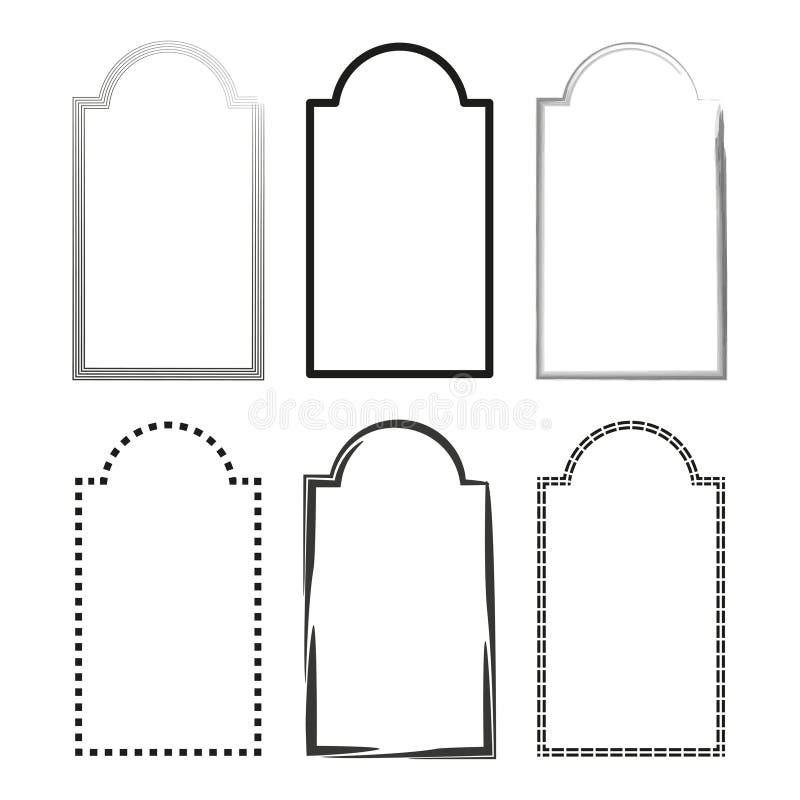 Arched Rectangular Frames. Bold Black Outlines. Hand Drawn Style ...