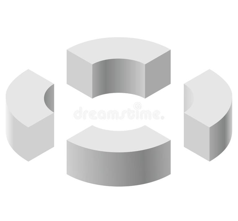 Arched Shapes in Isometric Perspective, Isolated on White Background ...