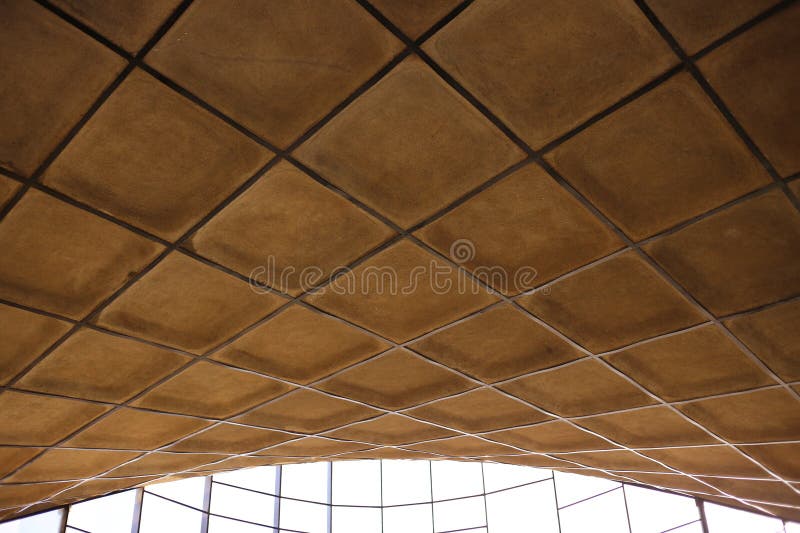 Arched Square Pattern Ceiling Stock Photo - Image of glass, light ...