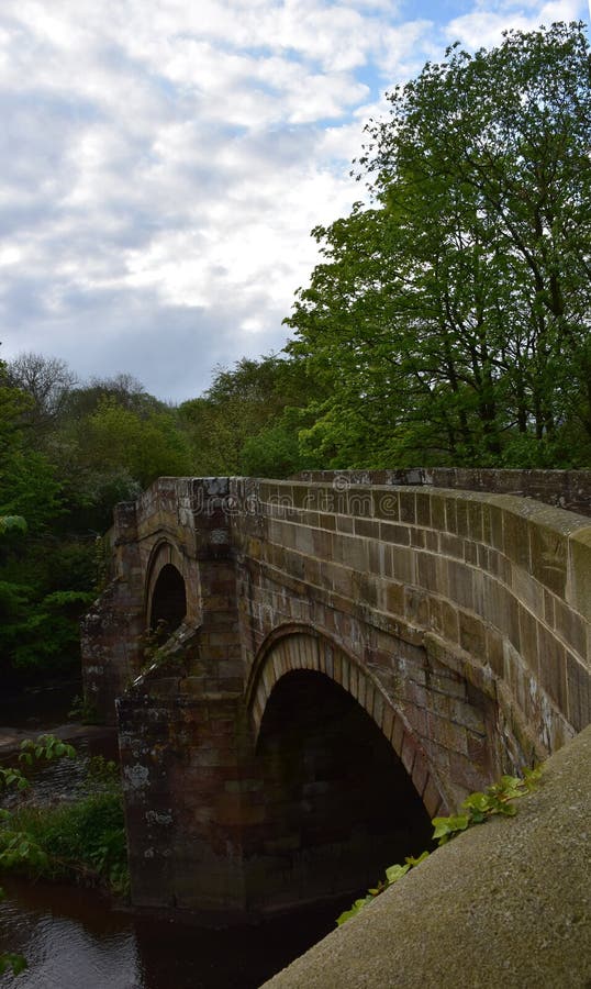 Arched Stone Bridge Reflecting in a Stream in England Stock Image ...