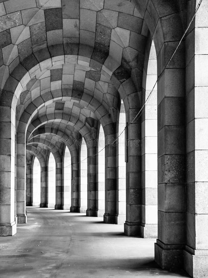 The arched stone colonnade stock image. Image of column - 70377803