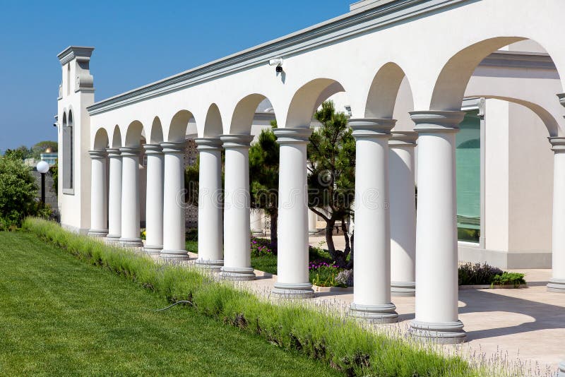 Arched Structure with Columns Backyard Architecture. Stock Photo ...