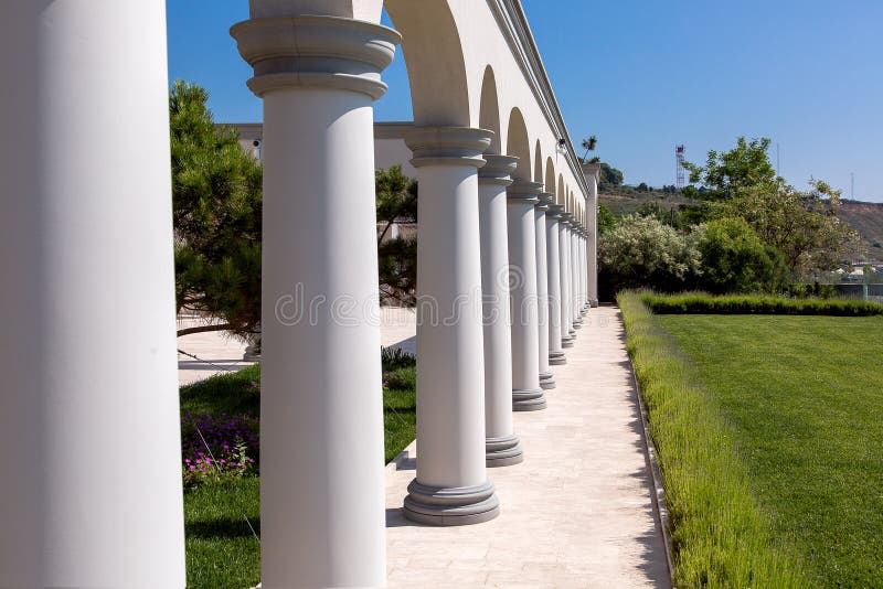 Arched Structure with Columns Backyard Architecture. Stock Photo ...