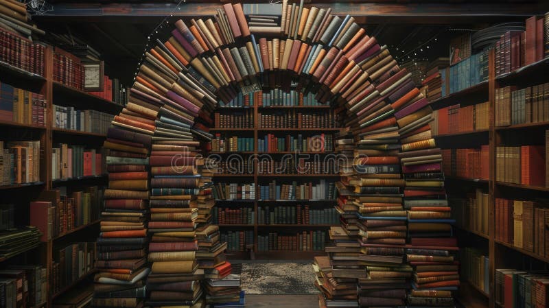 The Arch of Stacked Books.AI Generated Image Stock Photo - Image of ...