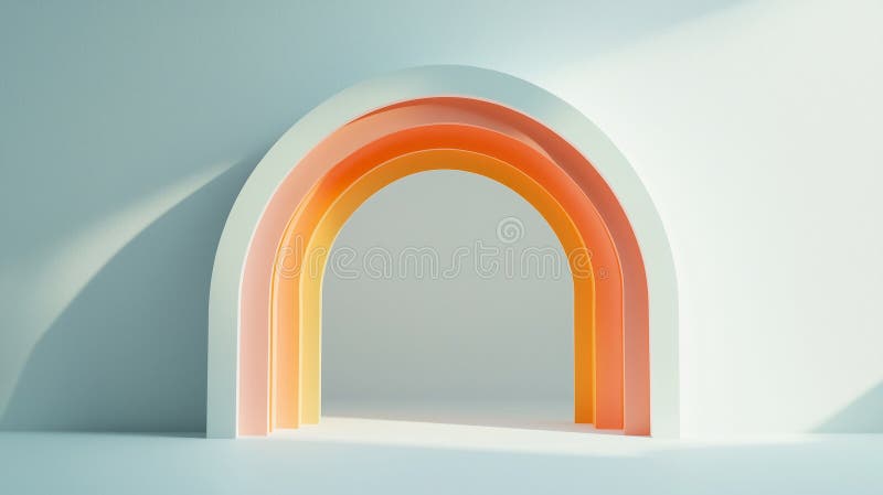 Arched Structure with Multiple Layers, Each in Different Colors: White ...
