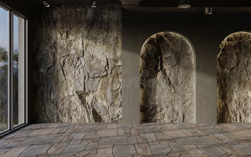 Arched Wall in Modern Interior Design, 3d Render Stock Illustration ...