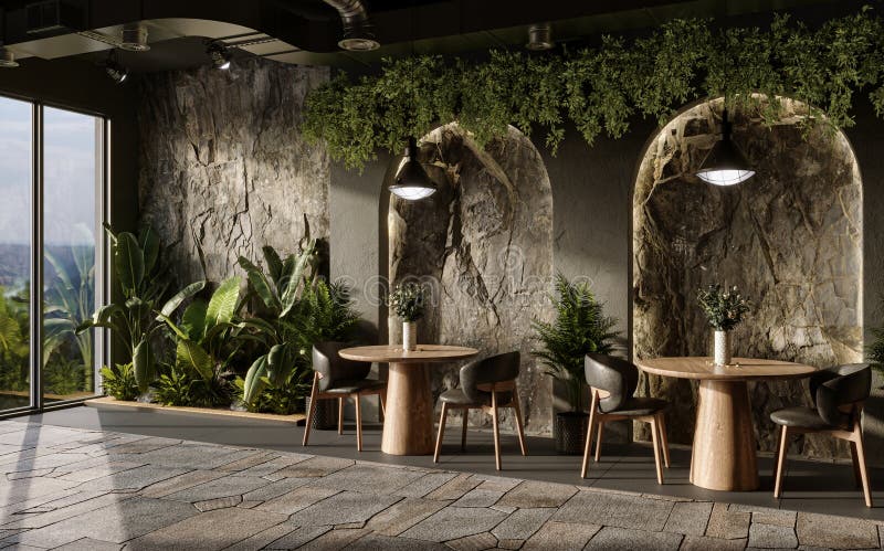 Arched Wall in Modern Interior Design, 3d Render Stock Illustration ...