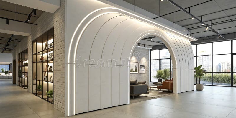 Arched Wall in Modern Interior Stock Photo - Image of space, render ...