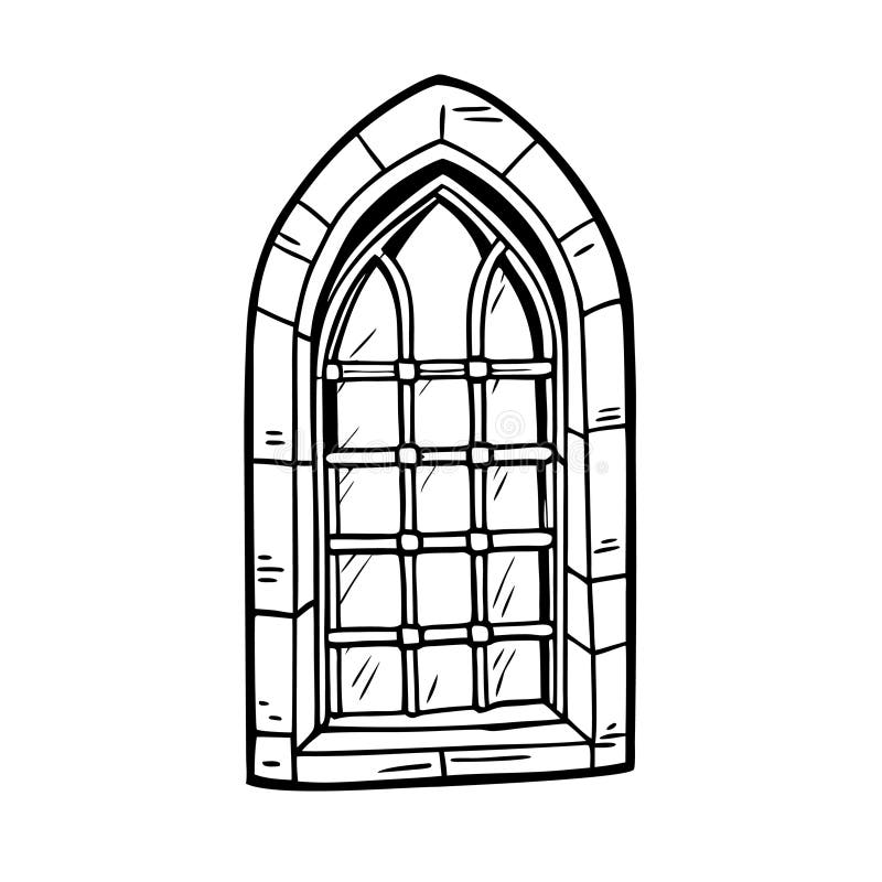 Arched Window Design Black and White Geometric Pattern with Gothic ...